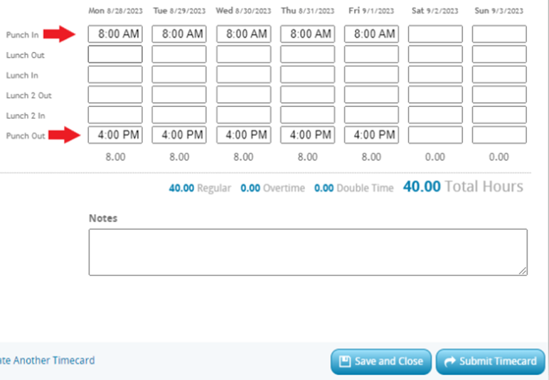 Creating a WebCenter Timecard