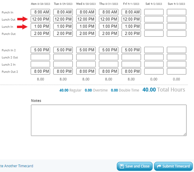 Creating a Split Shift WebCenter Timecard